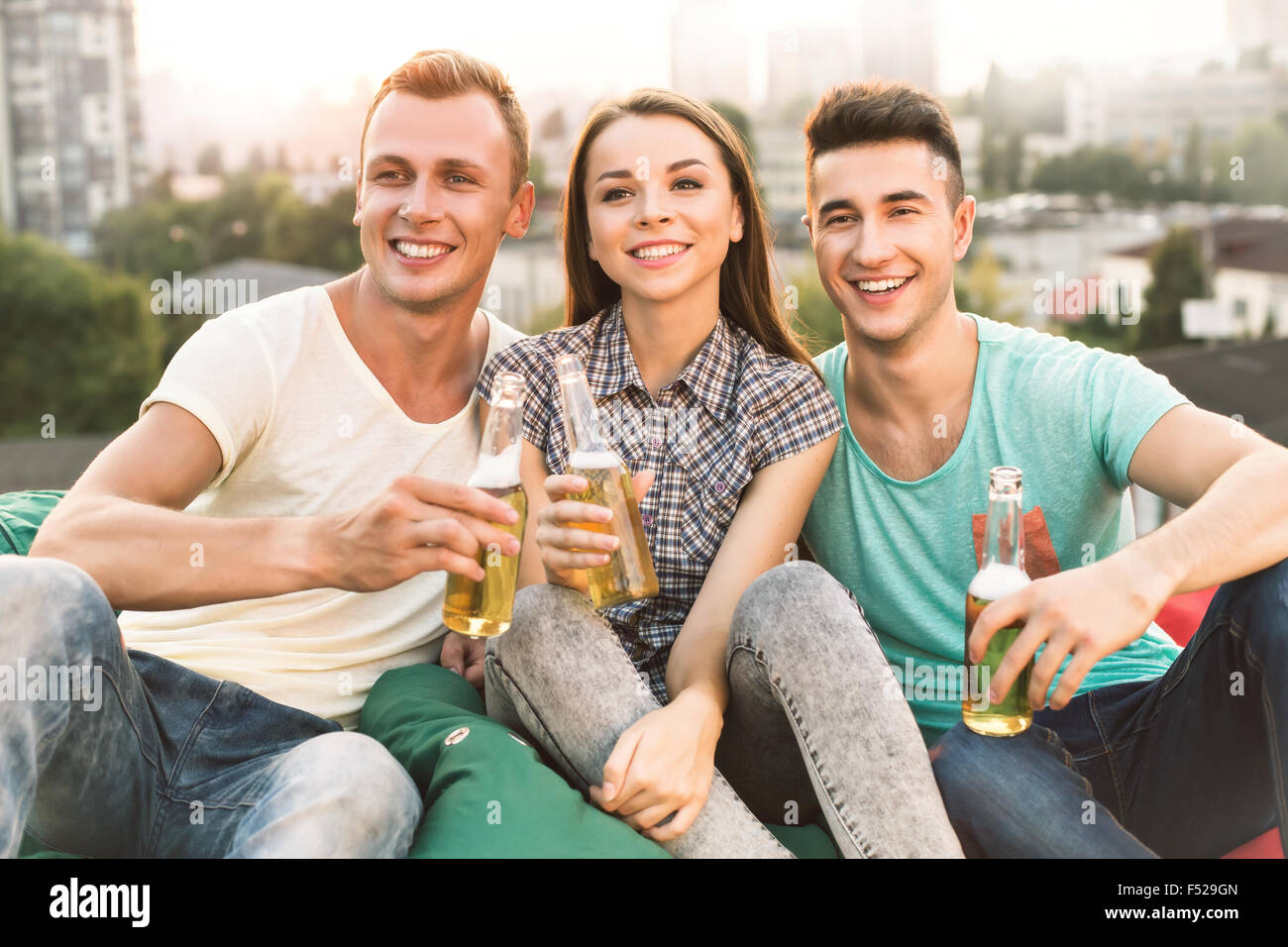 Group people roof party hi-res stock photography and images - Alamy
