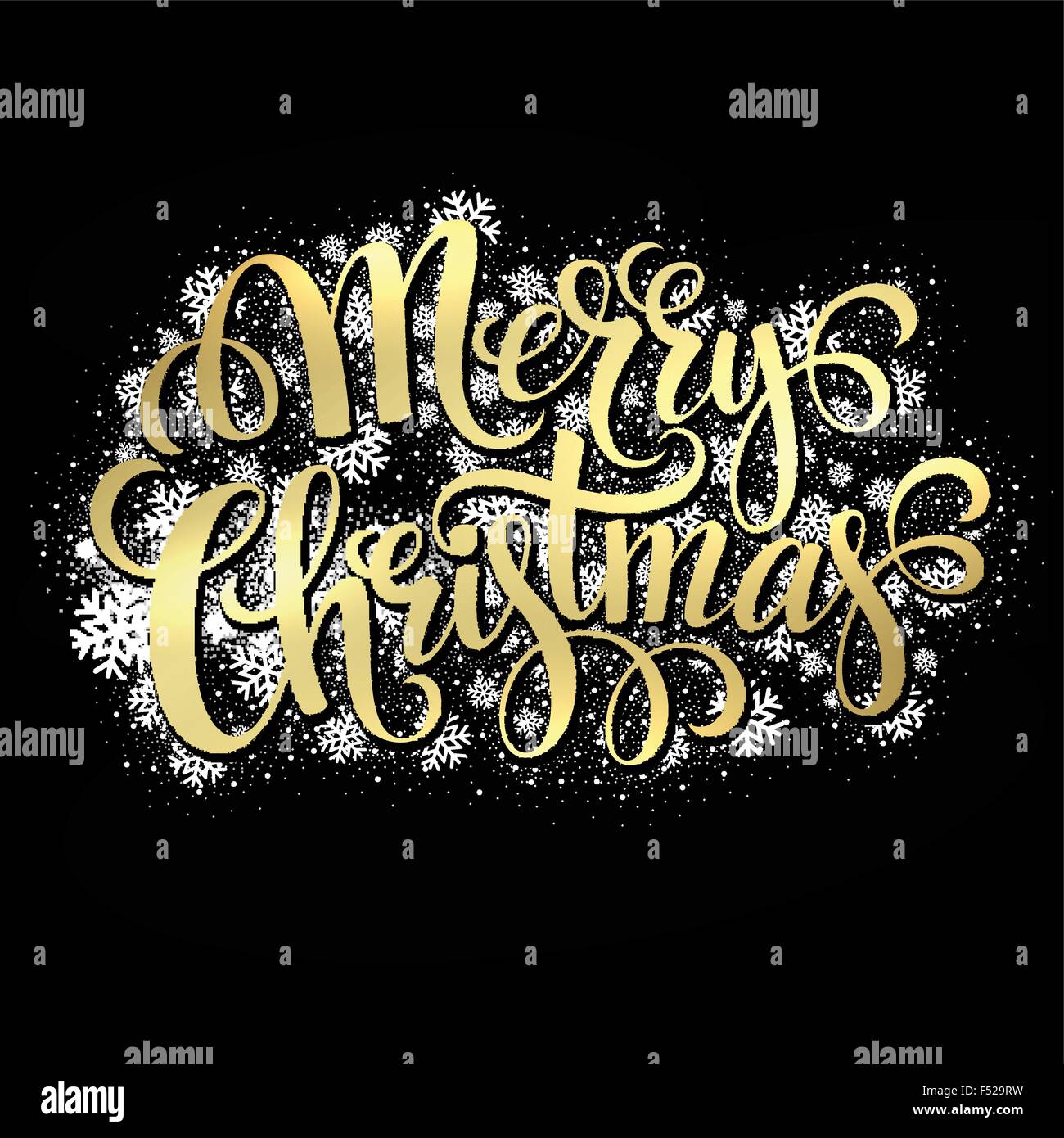 Merry Christmas gold glittering lettering design. Vector illustration ...