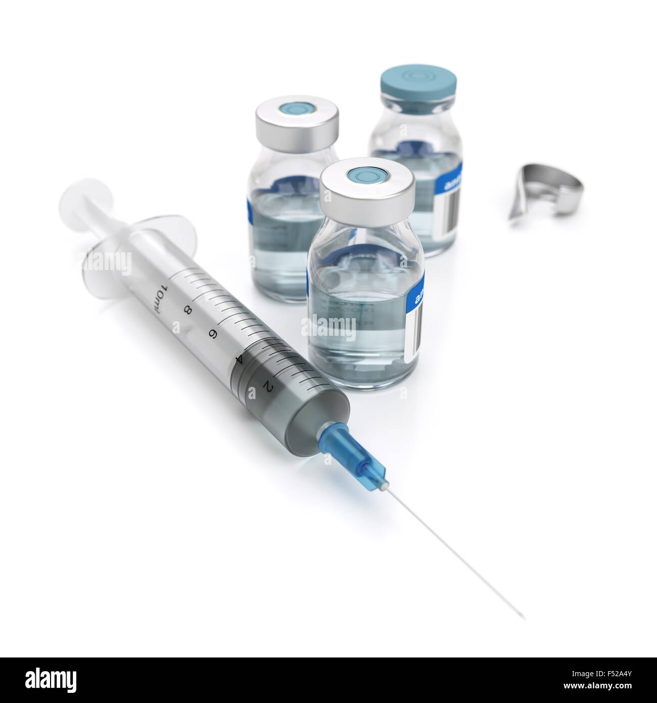Syringe and vials on white background Stock Photo - Alamy