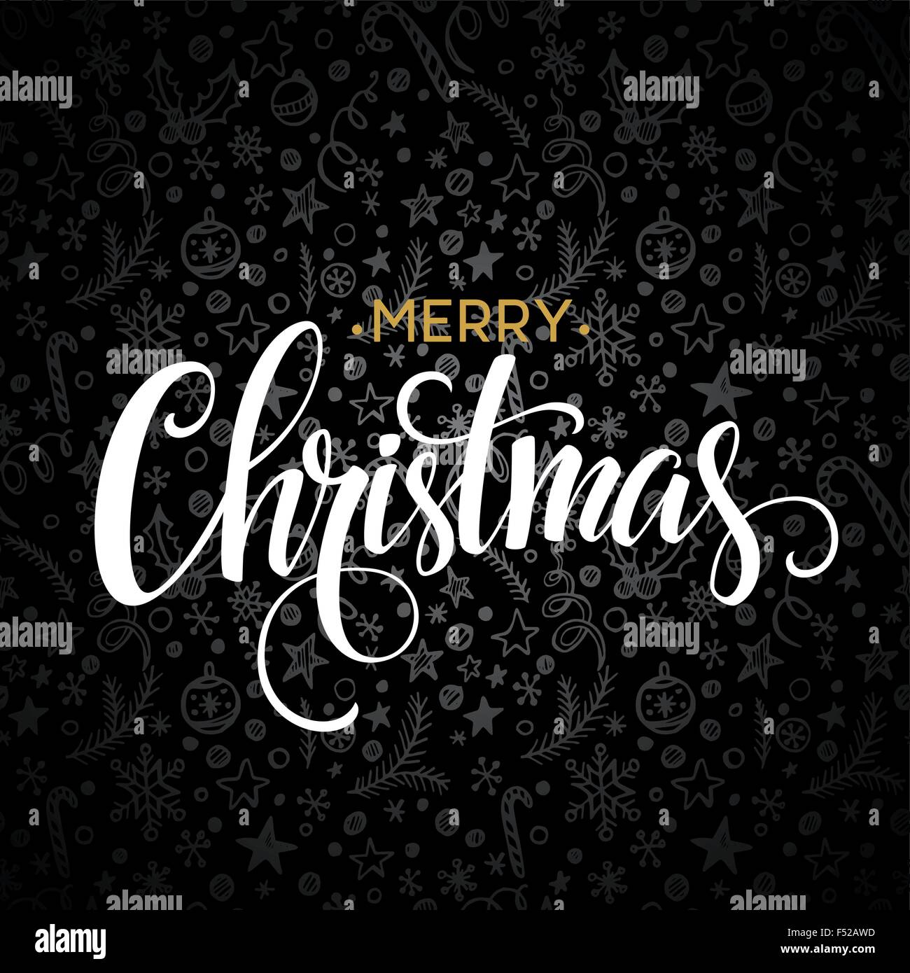 Merry Christmas Lettering Design Vector Illustration Stock Vector