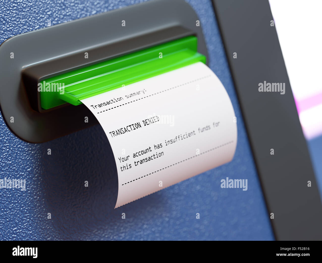 Insufficient funds atm machine receipt Stock Photo - Alamy