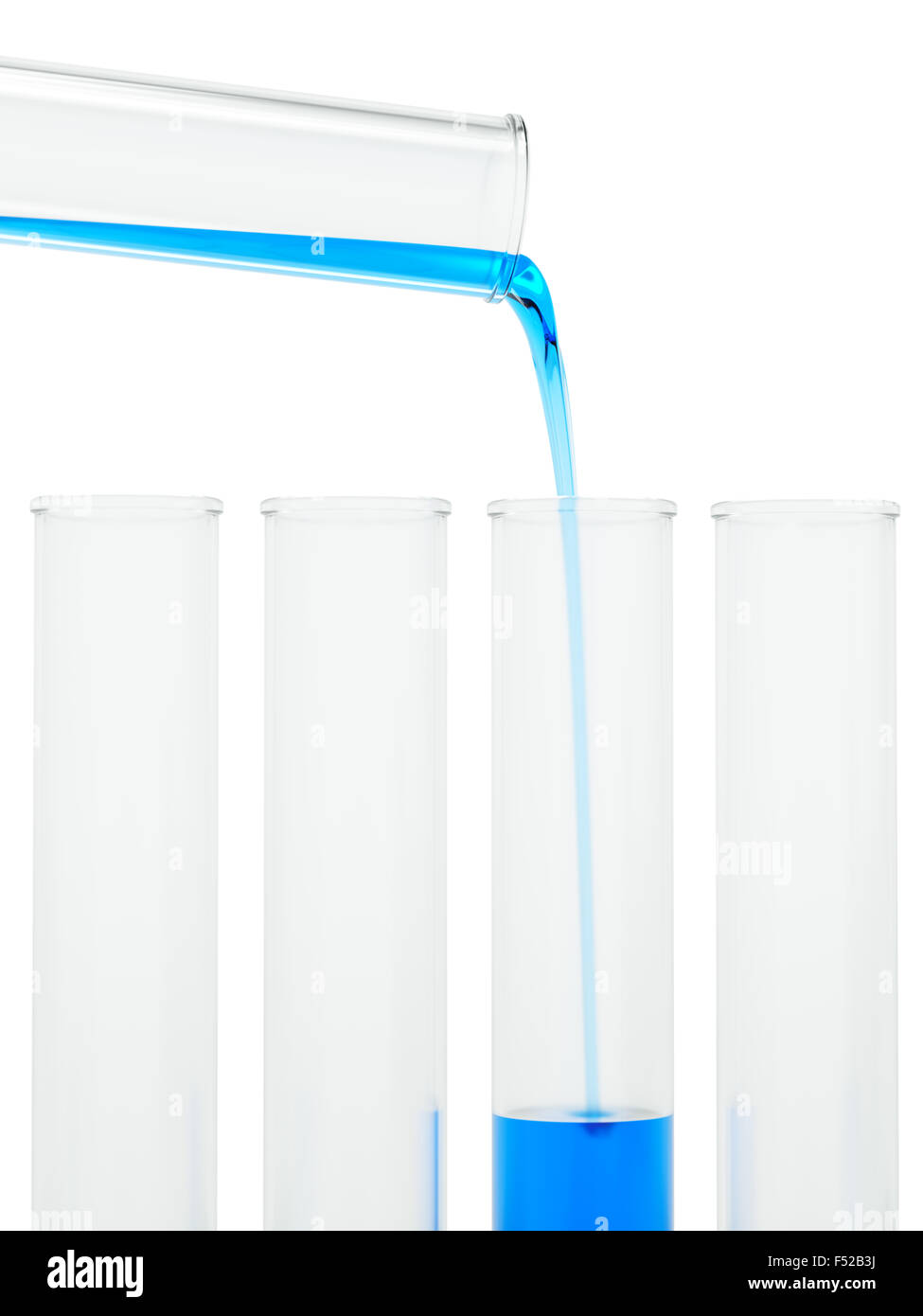 Pouring liquid in laboratory glassware on white background Stock Photo ...