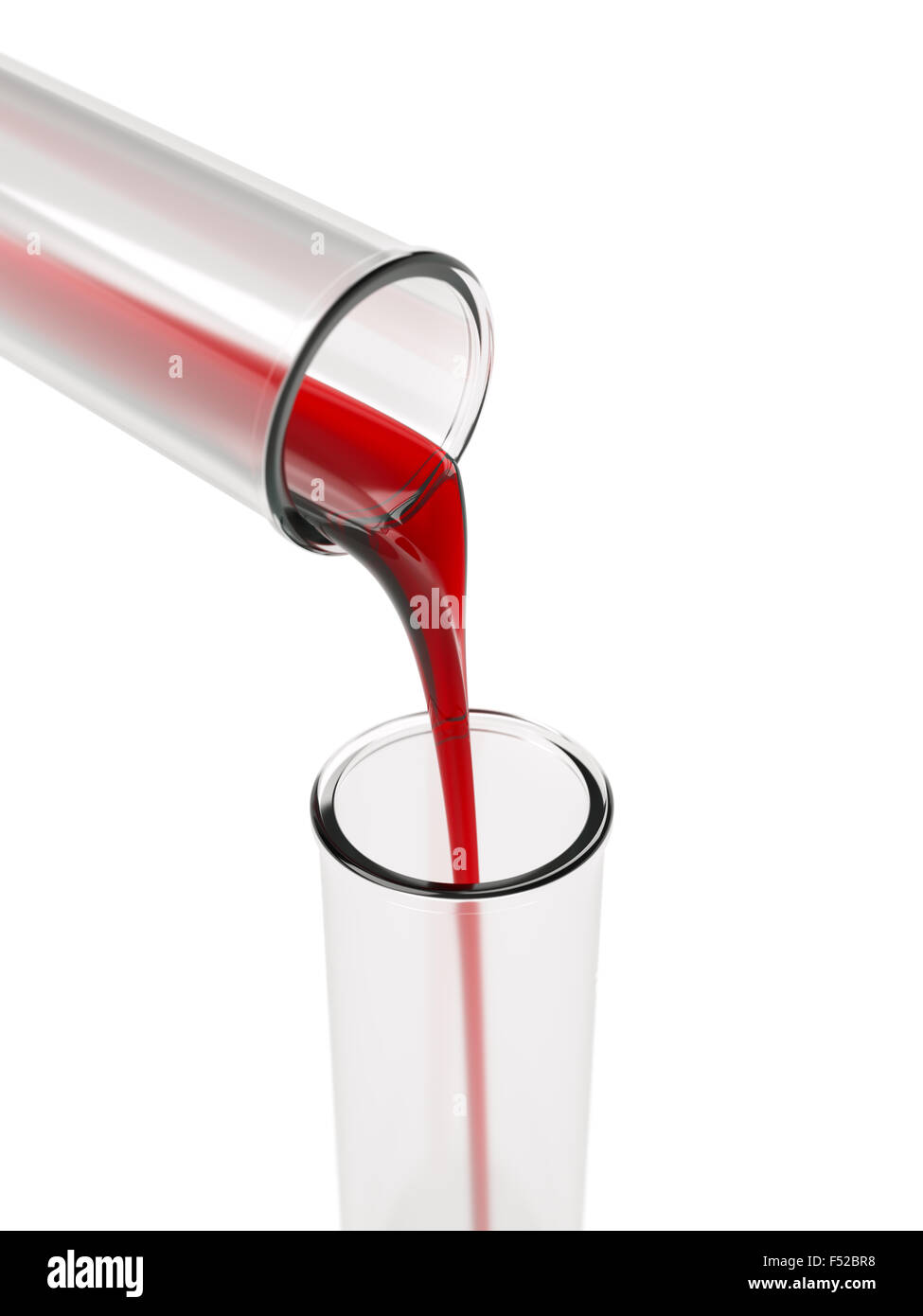 Pouring liquid in laboratory glassware on white background Stock Photo ...