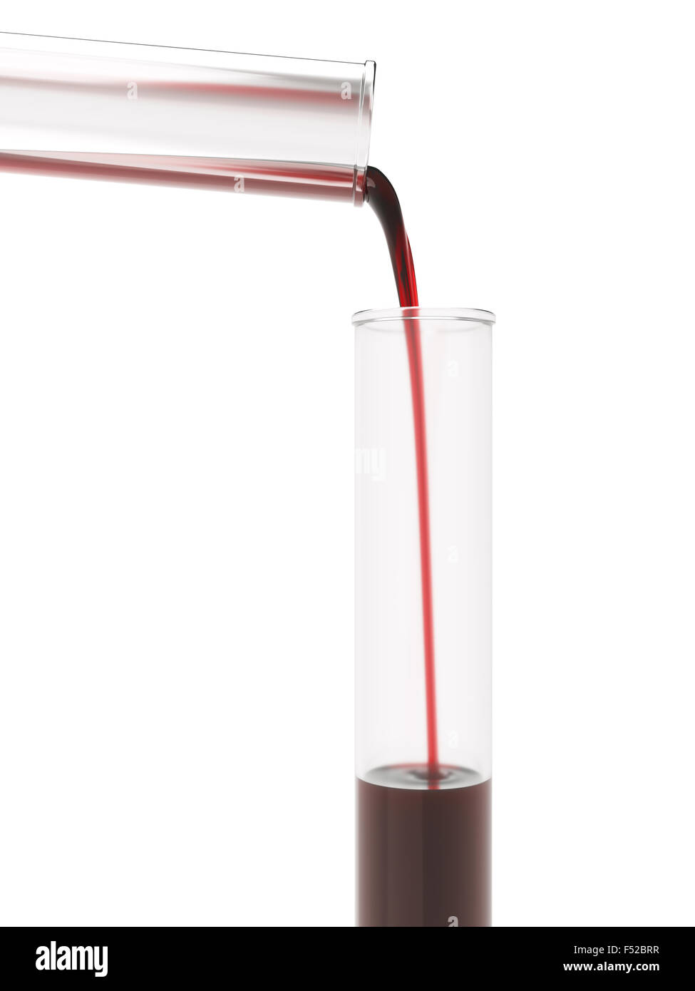 Pouring liquid in laboratory glassware on white background Stock Photo ...