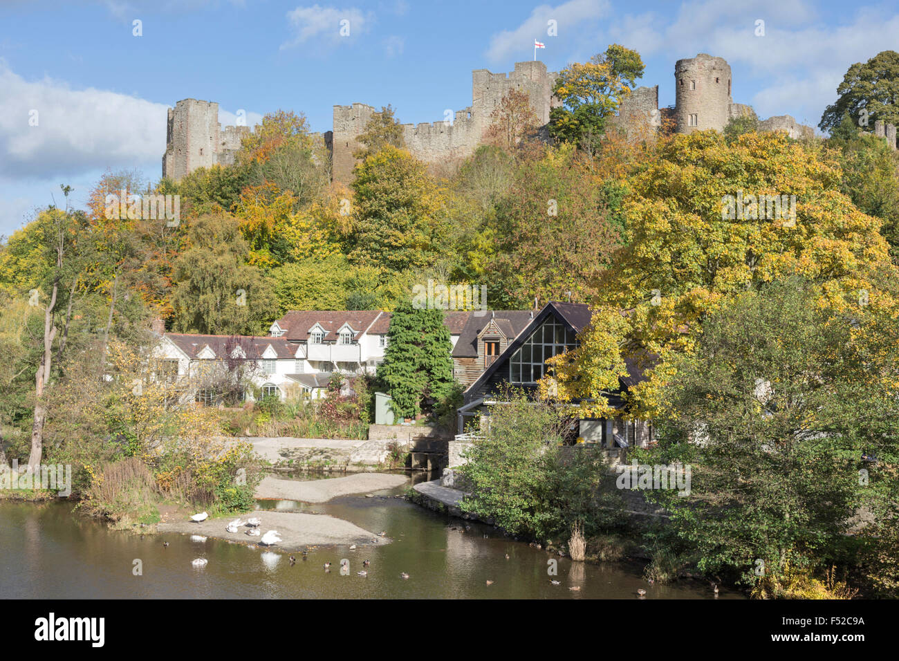 Ludlow Castle in autumn sunshine, Ludlow castle, Shropshire, England ...