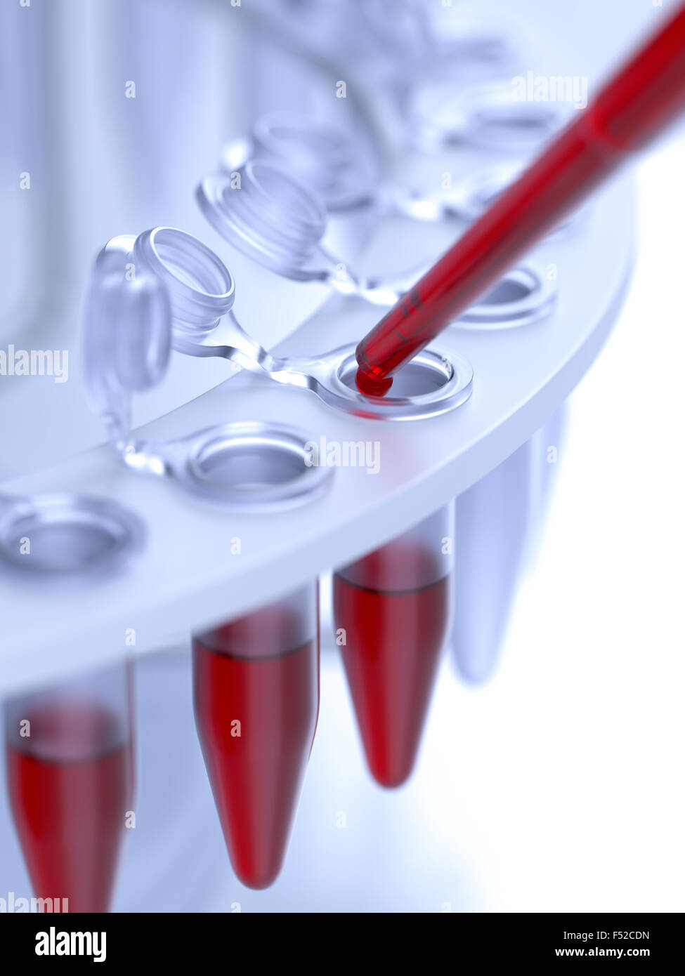Dropping blood sample in test-tube close-up Stock Photo - Alamy