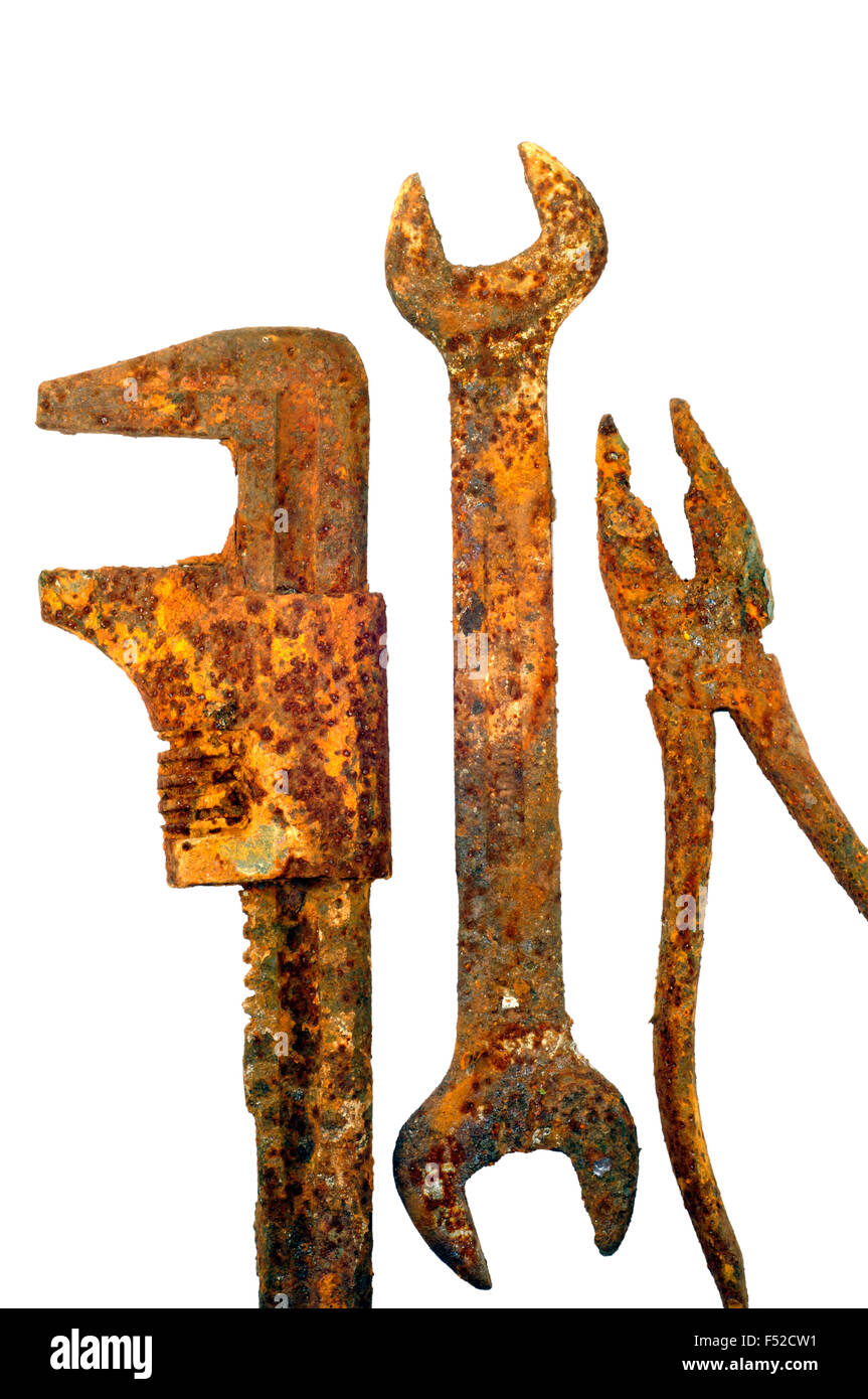 Antique Rust Pliers and Tools Stock Photo - Alamy