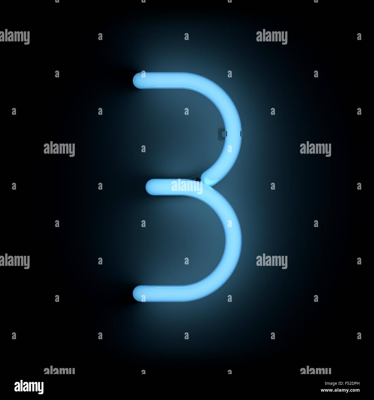Neon digit three from neon alphabet collection isolated on black Stock ...