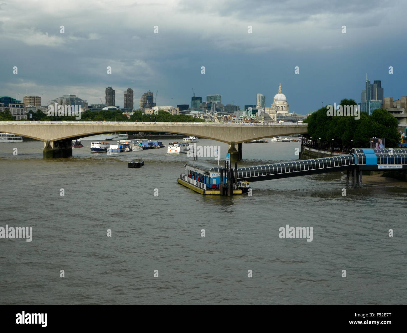 Waterloo Bridge with The City and St. Paul's Cathedral behind, Victoria ...