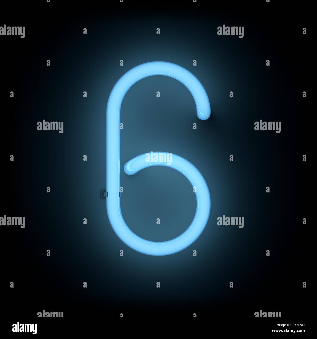 Neon digit six from neon alphabet collection isolated on black Stock ...
