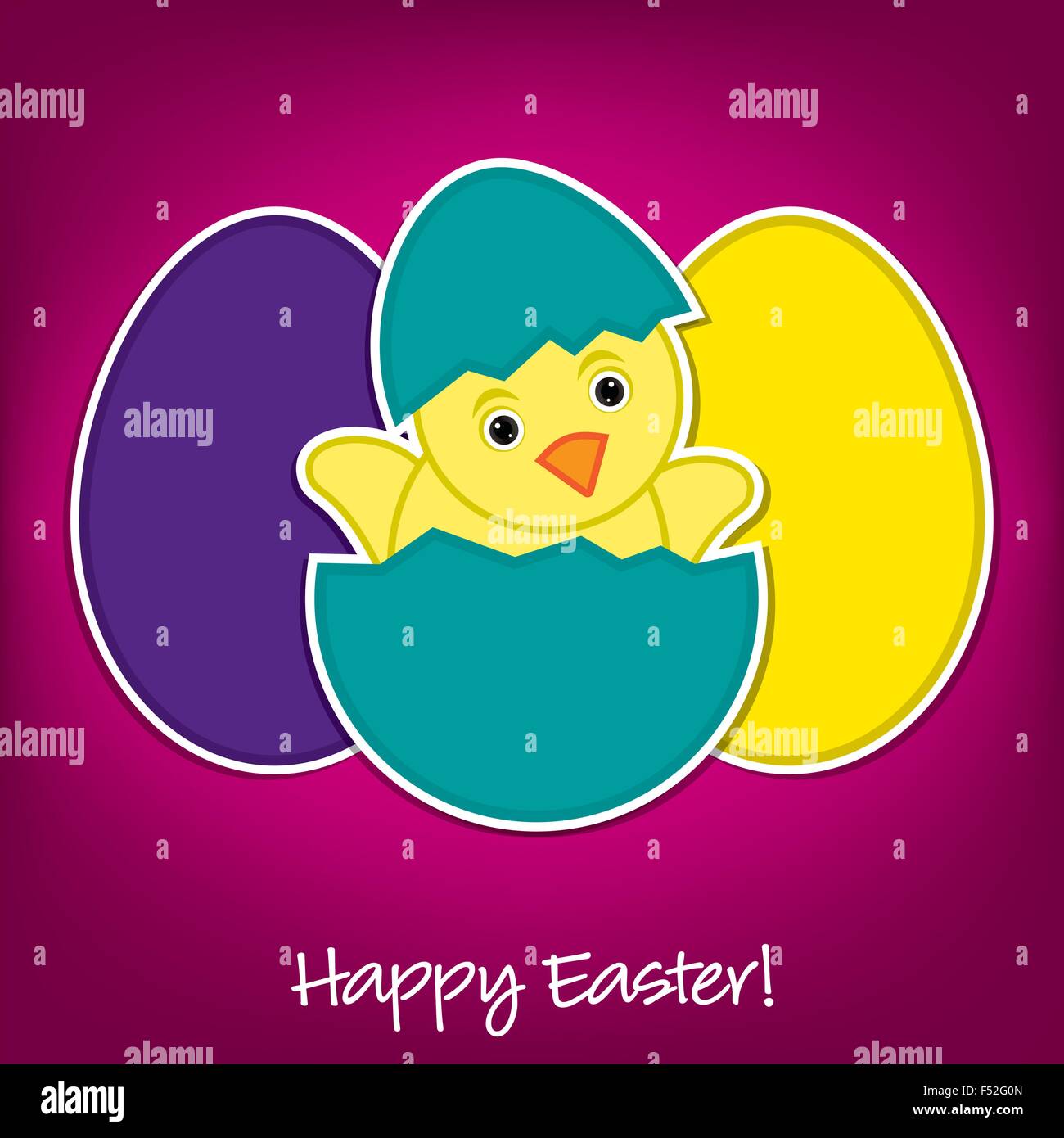 Baby Chick and eggs Easter card in vector format Stock Vector Image ...