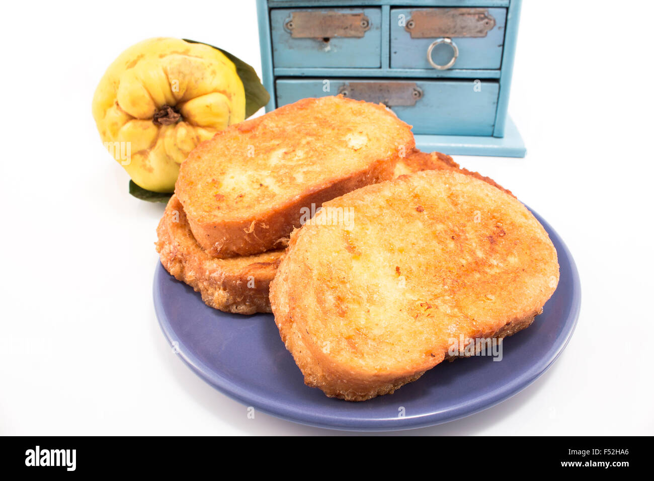 French toast with blue plate Stock Photo - Alamy