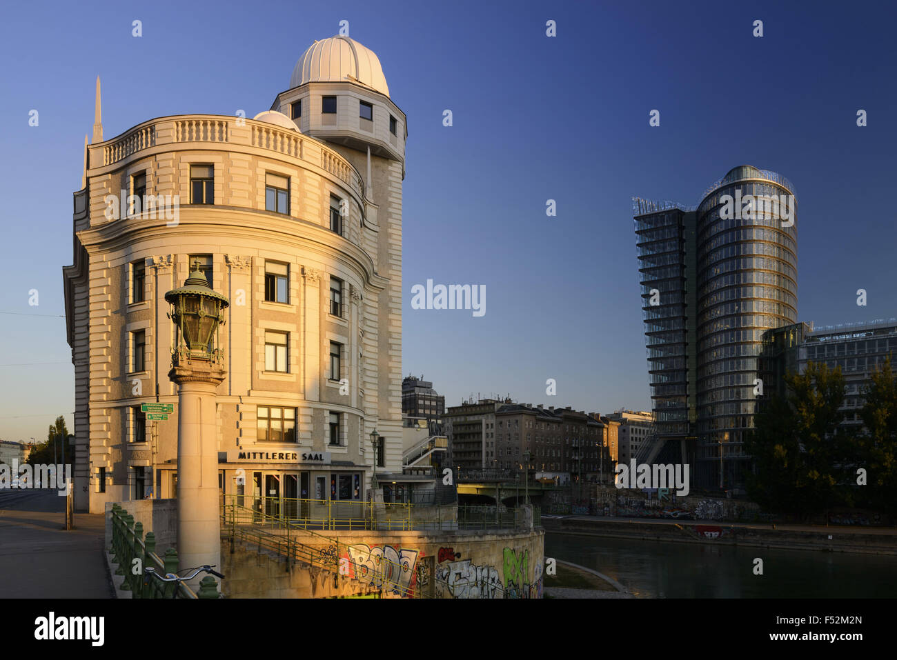 Austria, Vienna, 'Urania' observatory in the Danube canal, built in ...