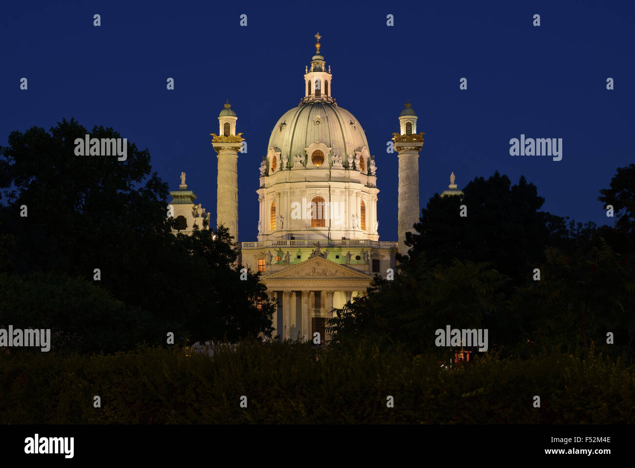 Austria, Vienna, Karlsplatz (square), Karlskirche, built by Johann ...