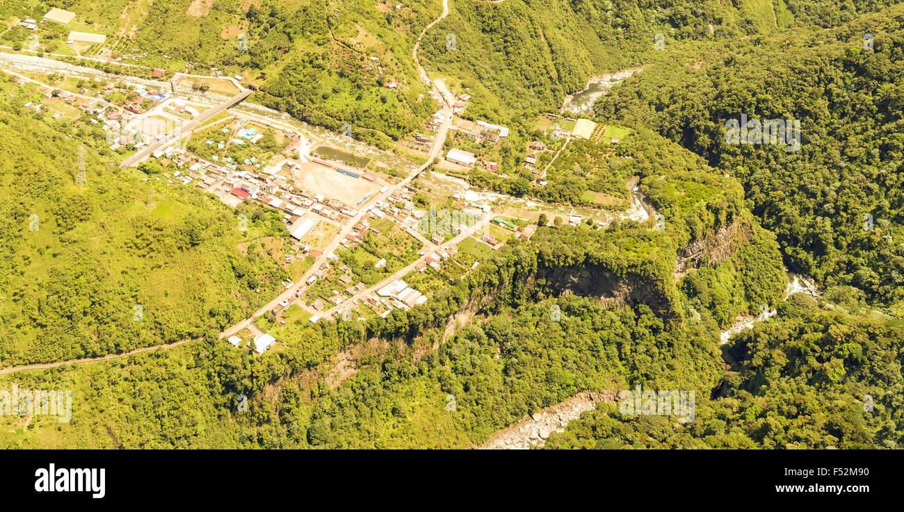 Rio Verde Village In Ecuadorian Andes Aerial Shot Stock Photo - Alamy