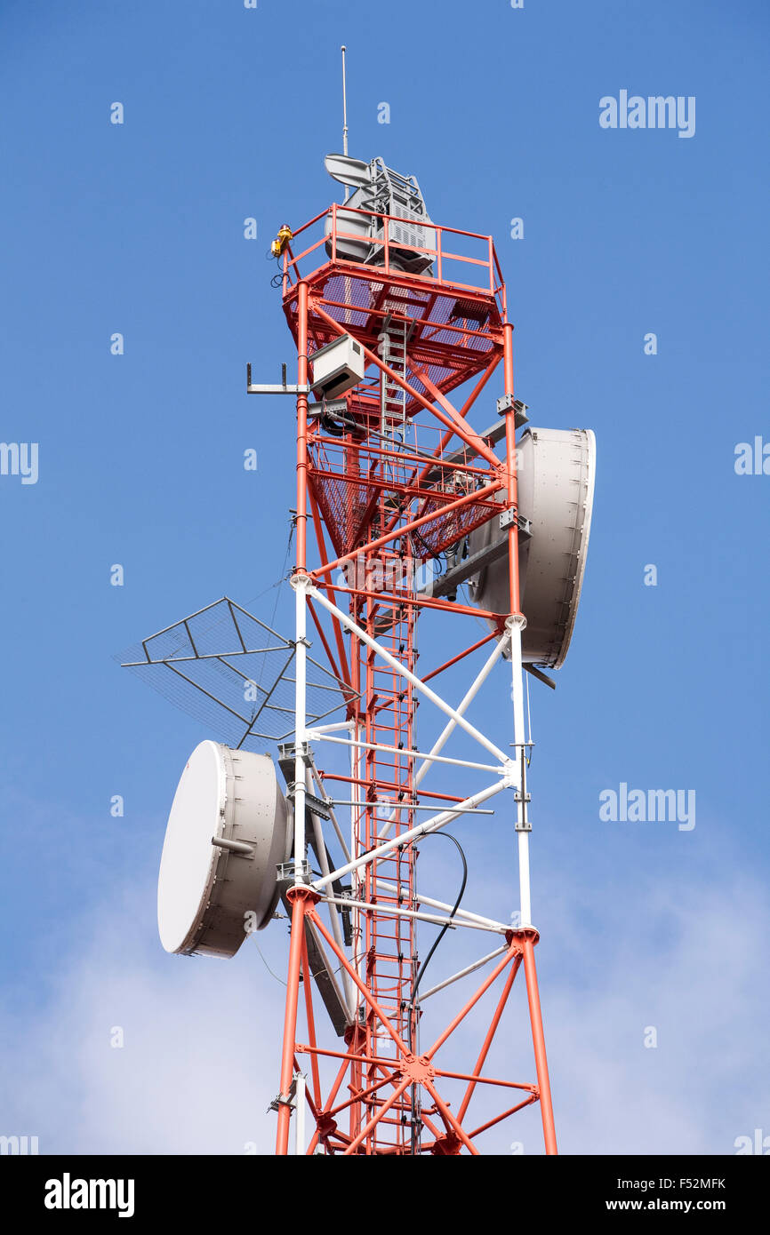 Metal Rig Full Of Power Telecommunication Devices And Radar Stock Photo ...