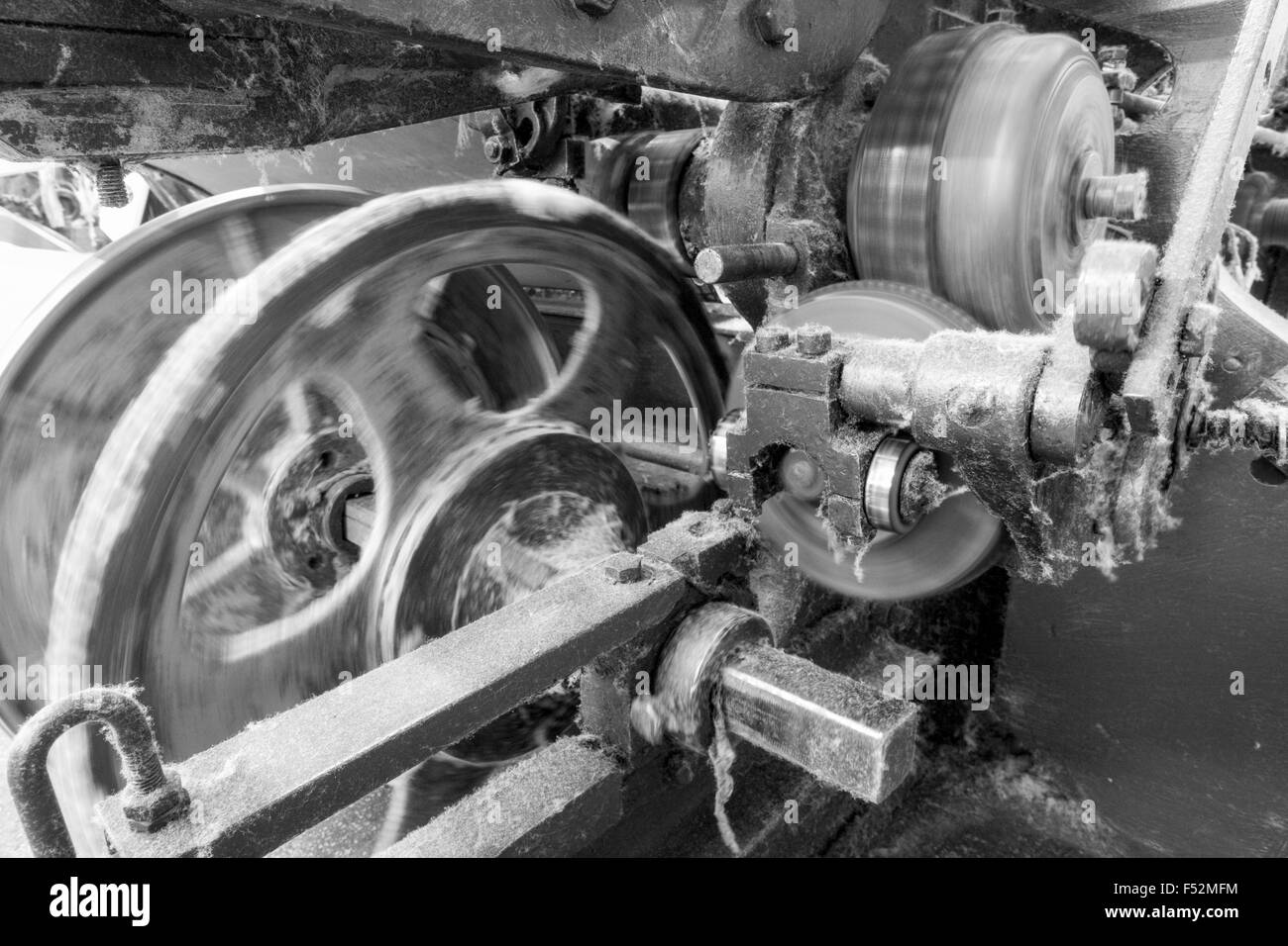 Monochrome Vintage Machine Part In Speed Motion Stock Photo - Alamy