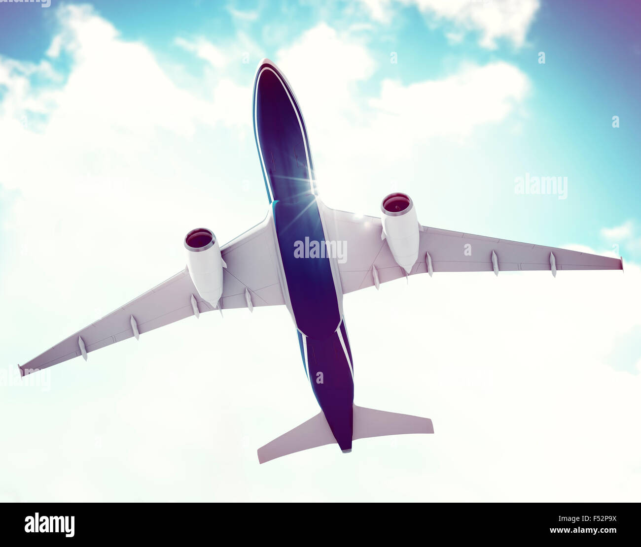Airplane Skyline Horizon Flight Cloud Concept Stock Photo - Alamy
