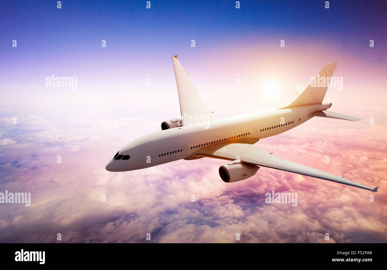 Airplane Skyline Horizon Flight Cloud Concept Stock Photo - Alamy