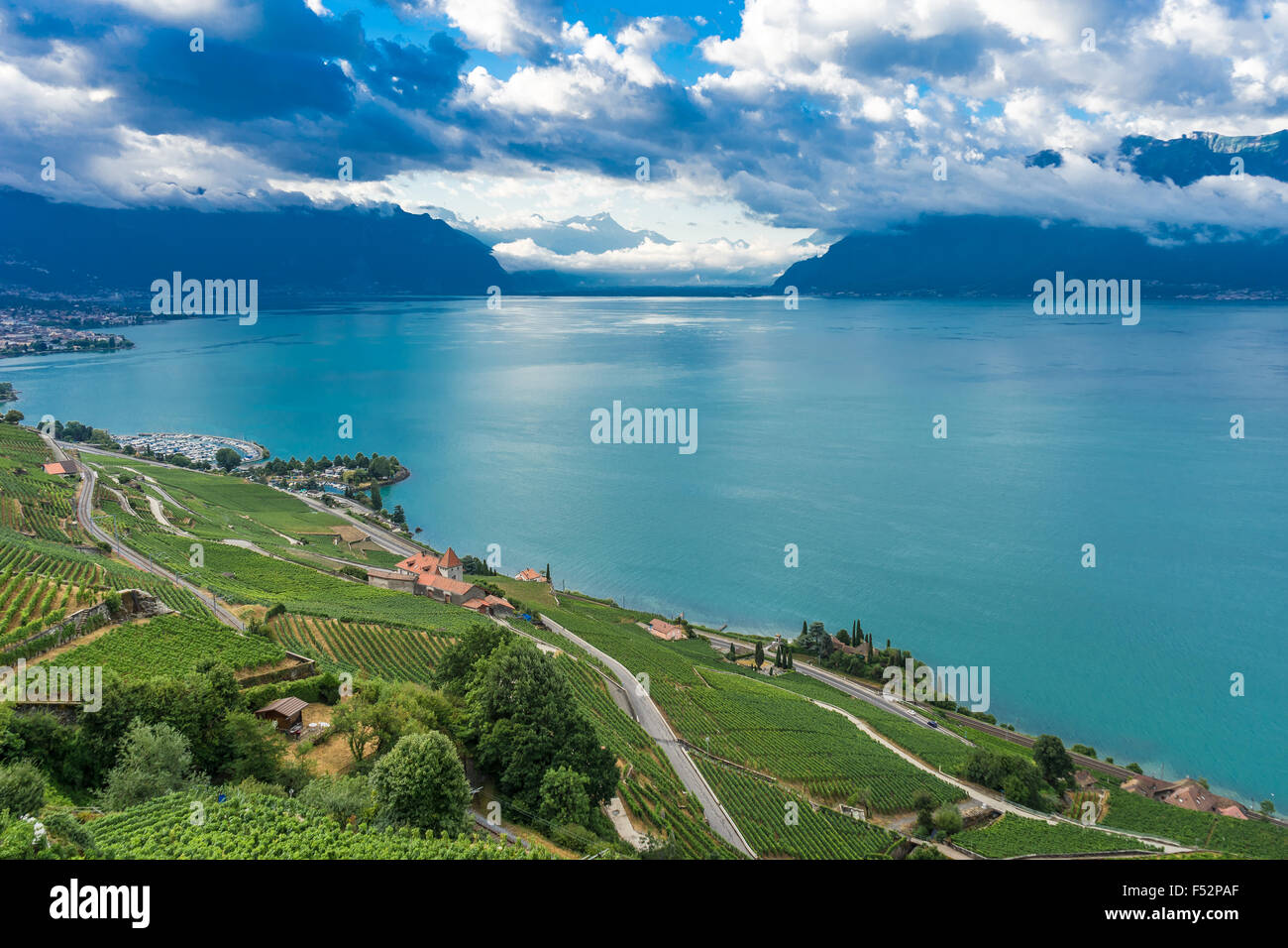 The vineyards at Lavaux on Lake Geneva, a UNESCO World Heritage Site ...