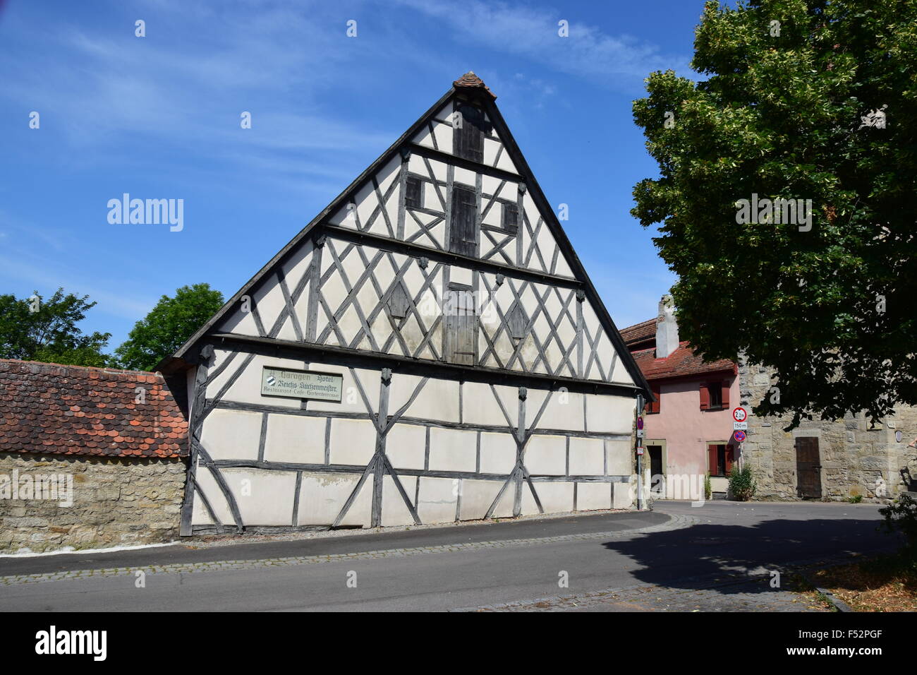 A historic building in the medieval German town of Rothenburg ob der ...
