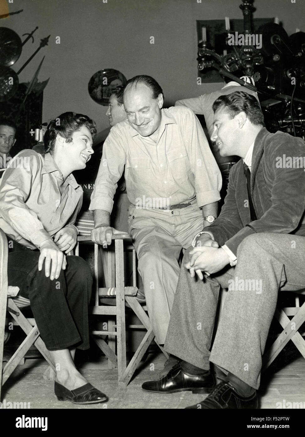 The Italian director Giorgio Bianchi with the actors Marta Toren and ...