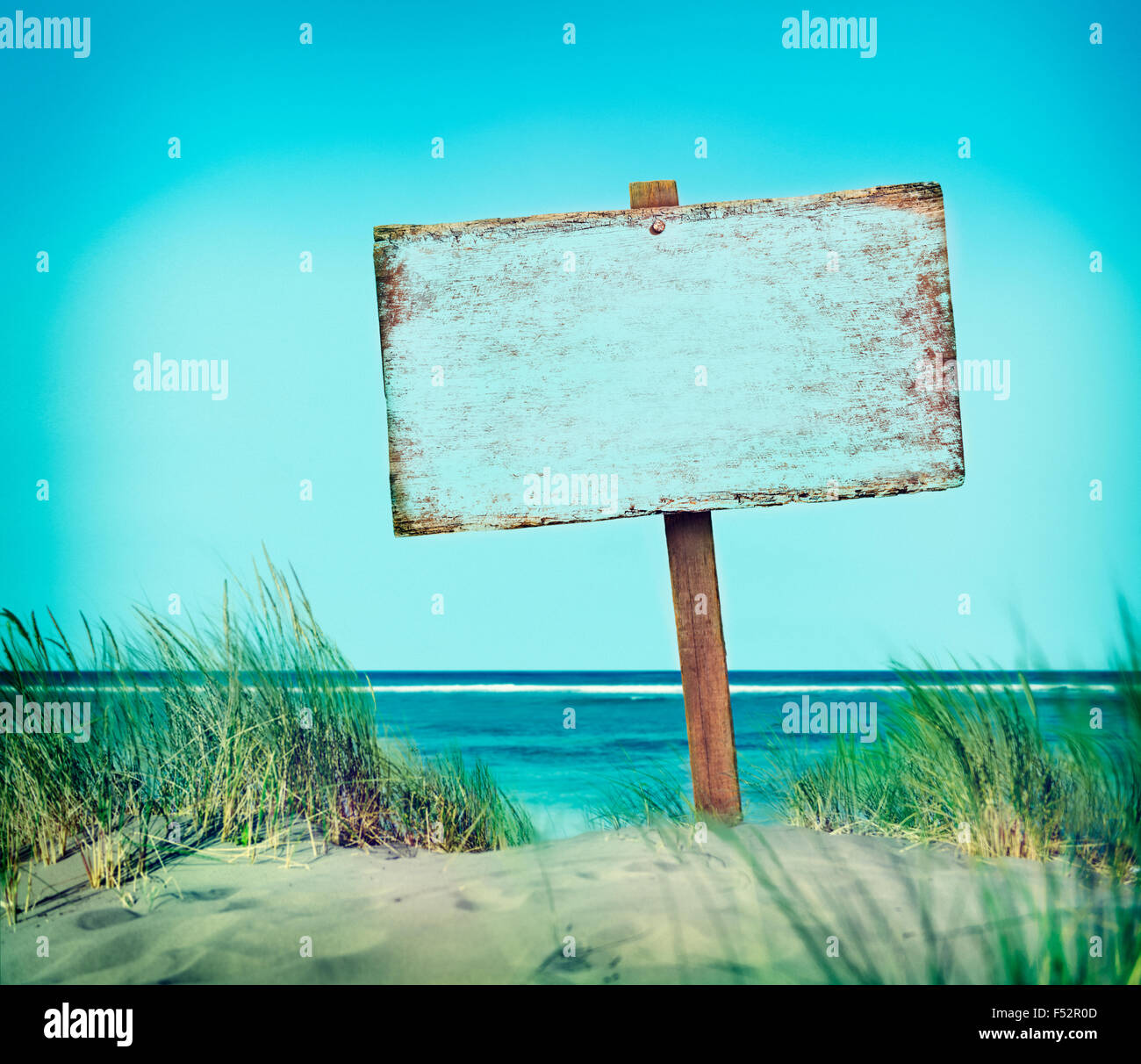 Beach Empty Plank Sign Banner Timber Coastline Summer Concept Stock ...