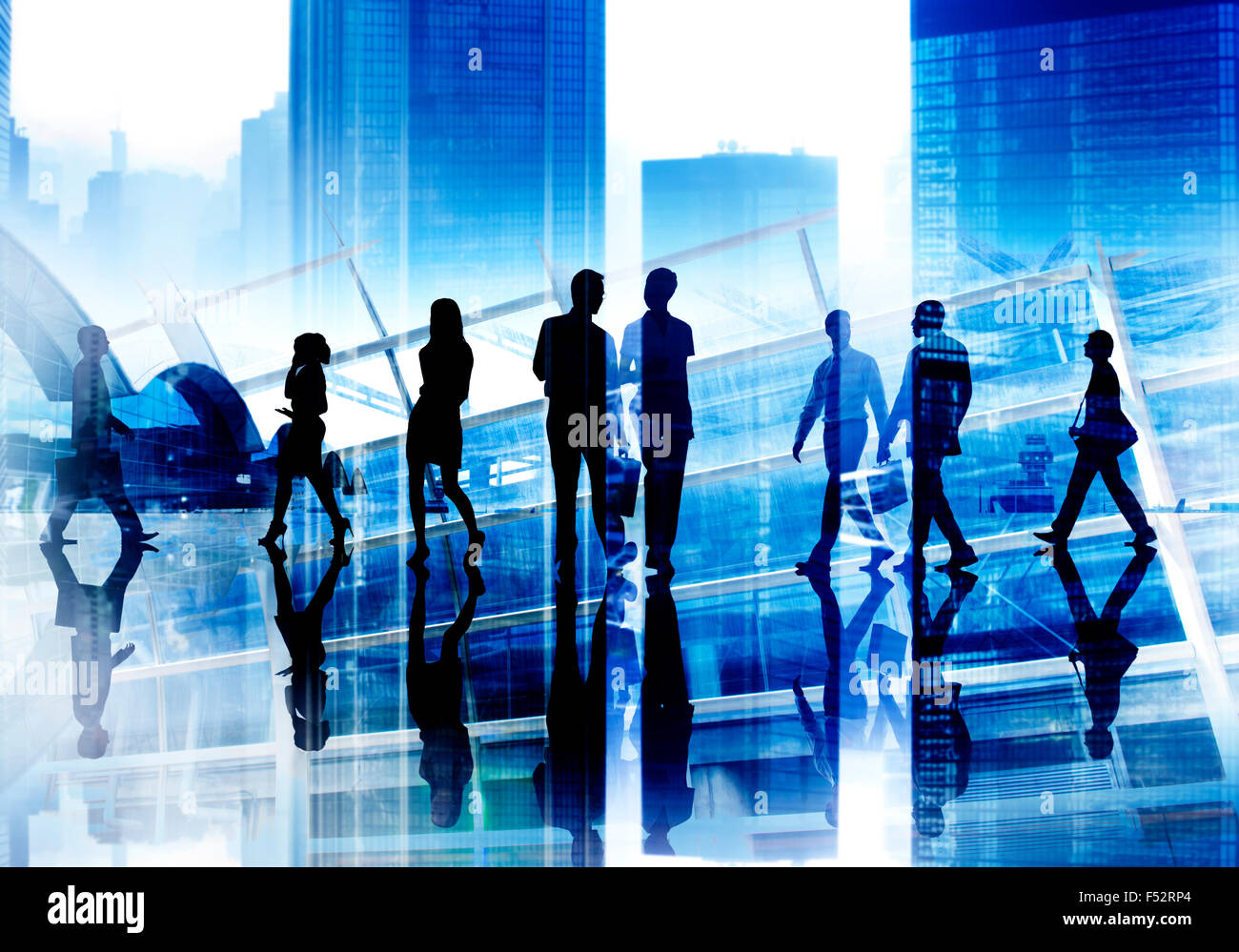 Silhouette Business People Commuter Walking Rush Hour Concept Stock ...