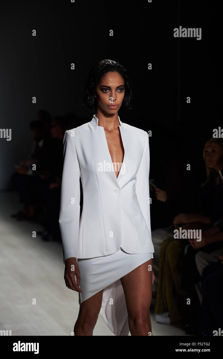 Model walking on the runway showcasing design of HELDER DIEGO during ...