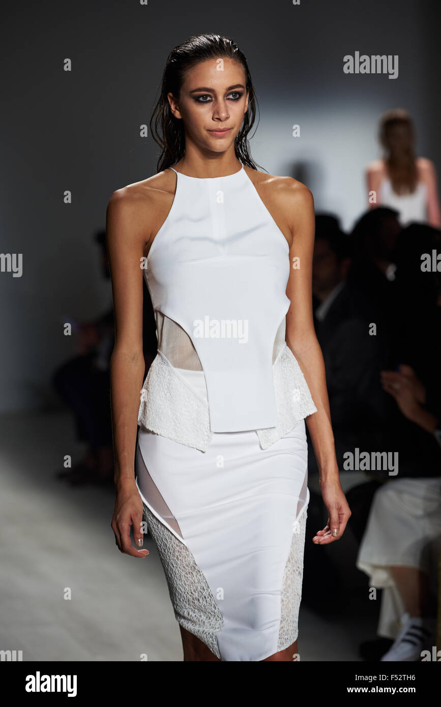 Model walking on the runway showcasing design of HELDER DIEGO during ...