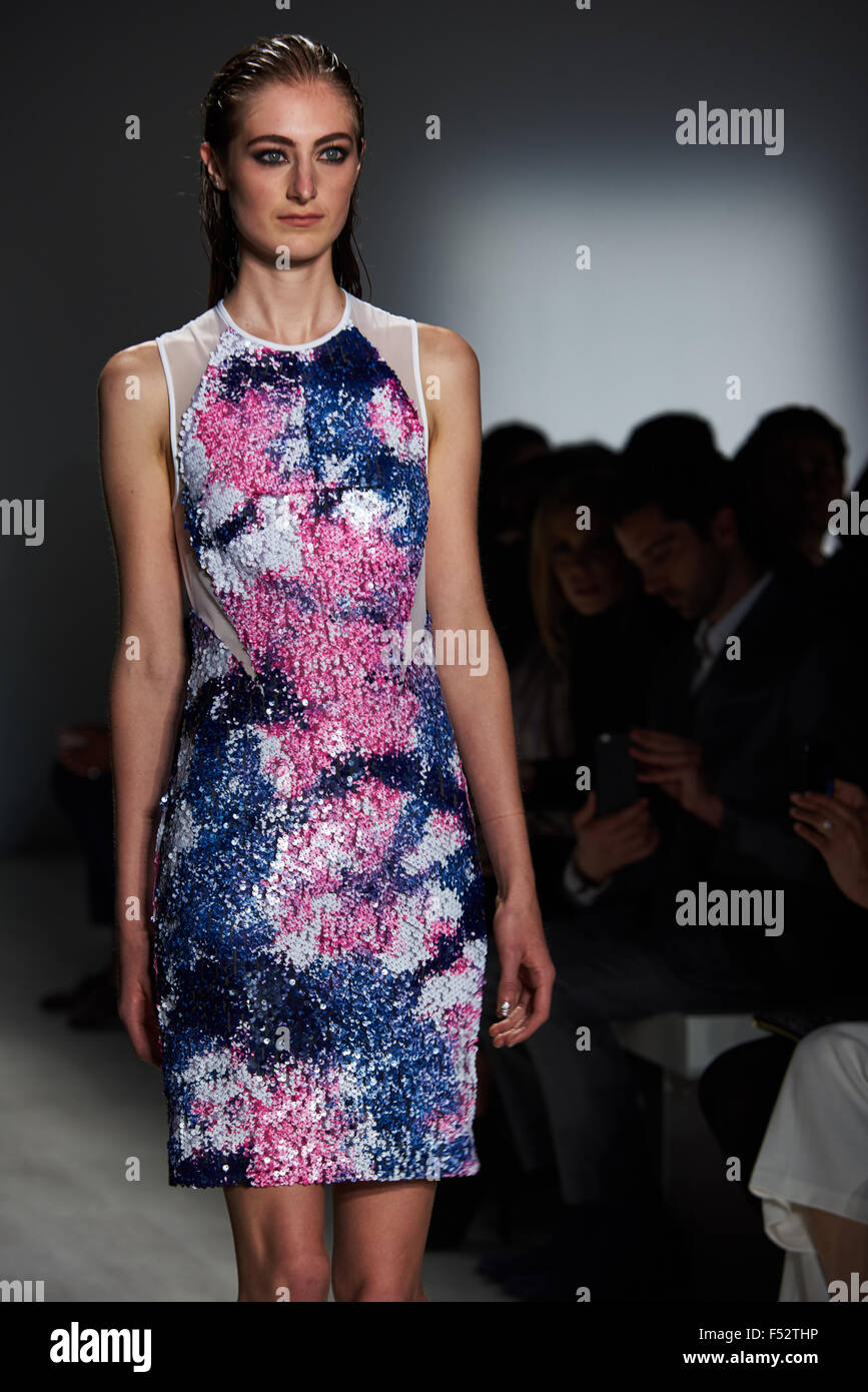 Model walking on the runway showcasing design of HELDER DIEGO during ...