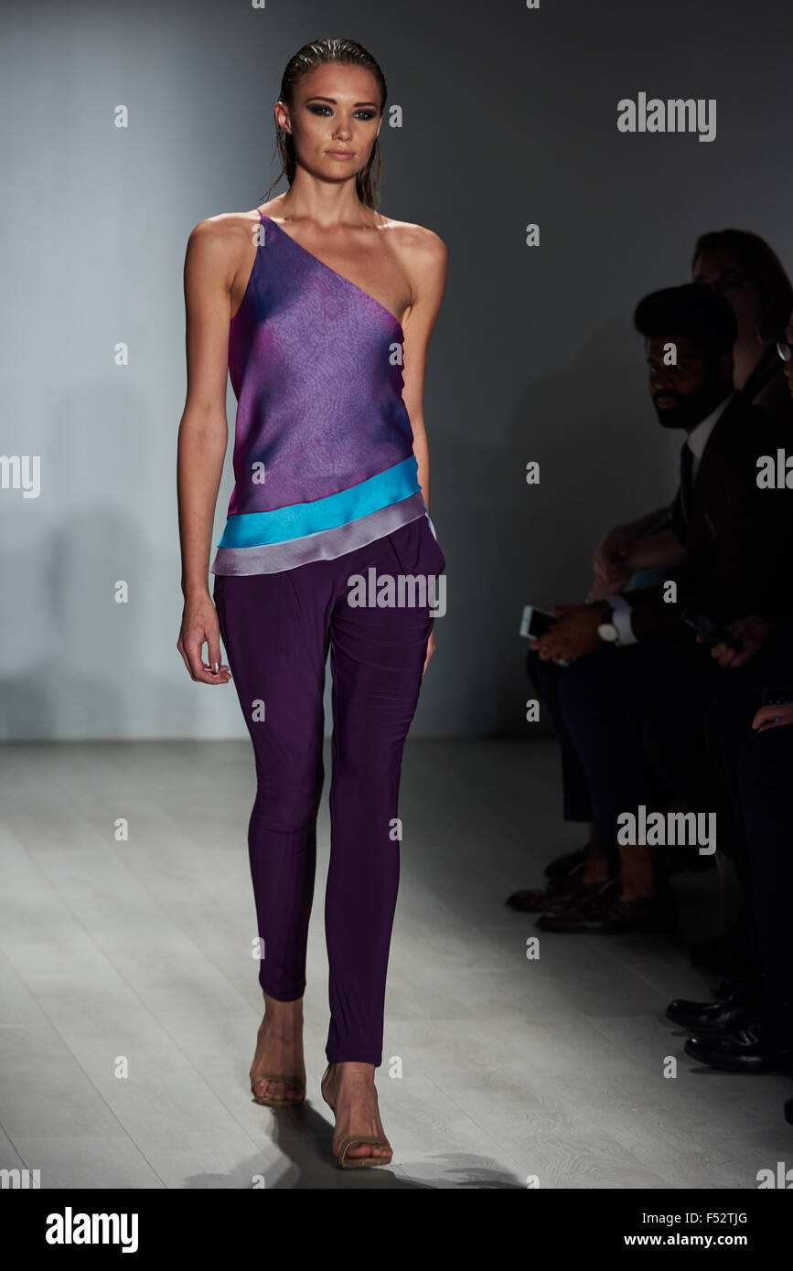 Model walking on the runway showcasing design of HELDER DIEGO during ...