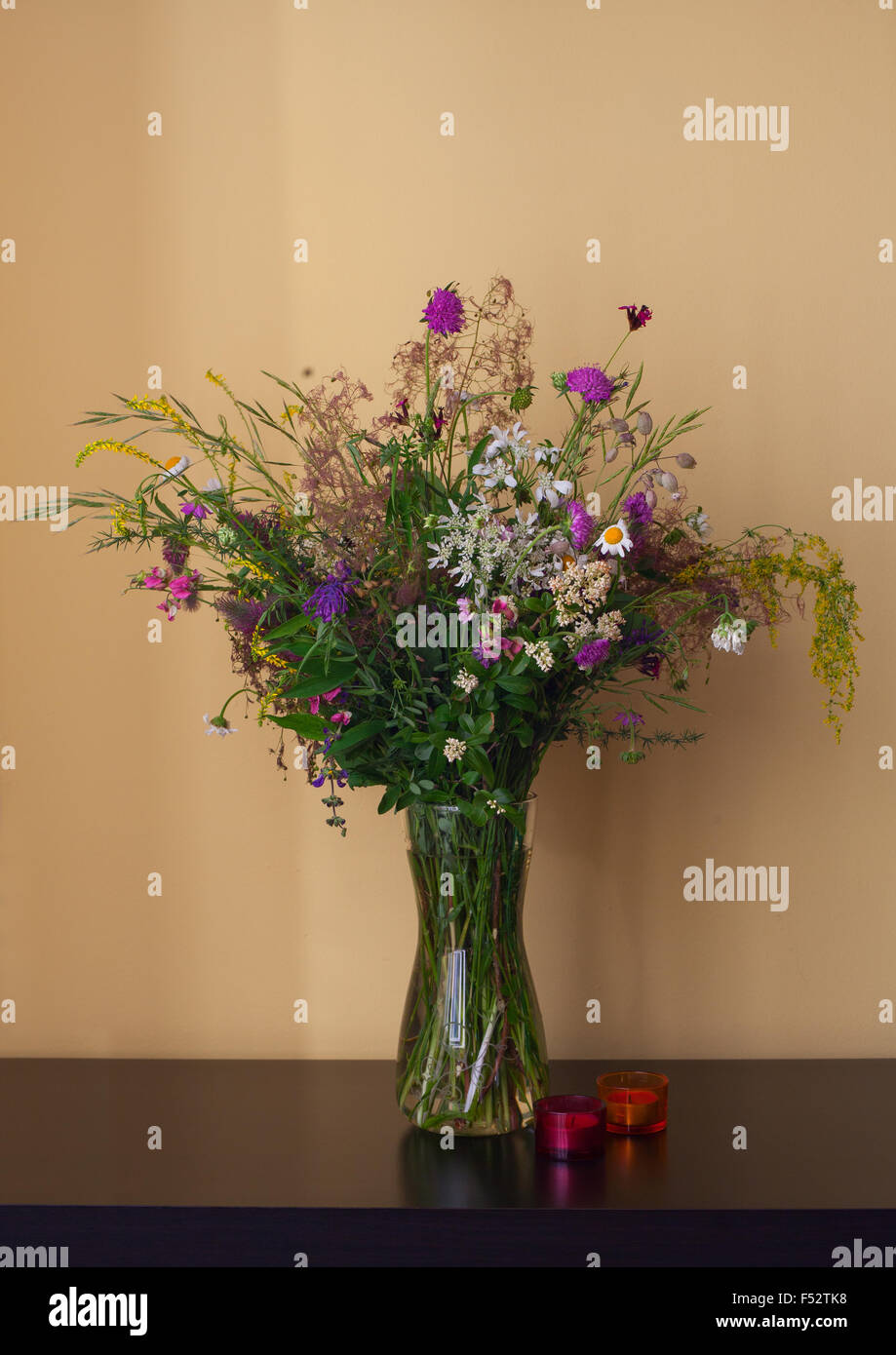 View of bouquet made with countryside flowers Stock Photo - Alamy