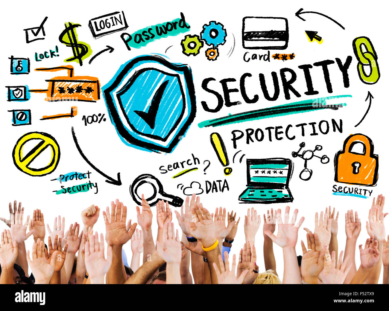 Diversity Hands Community Security Protection Volunteer Concept Stock ...