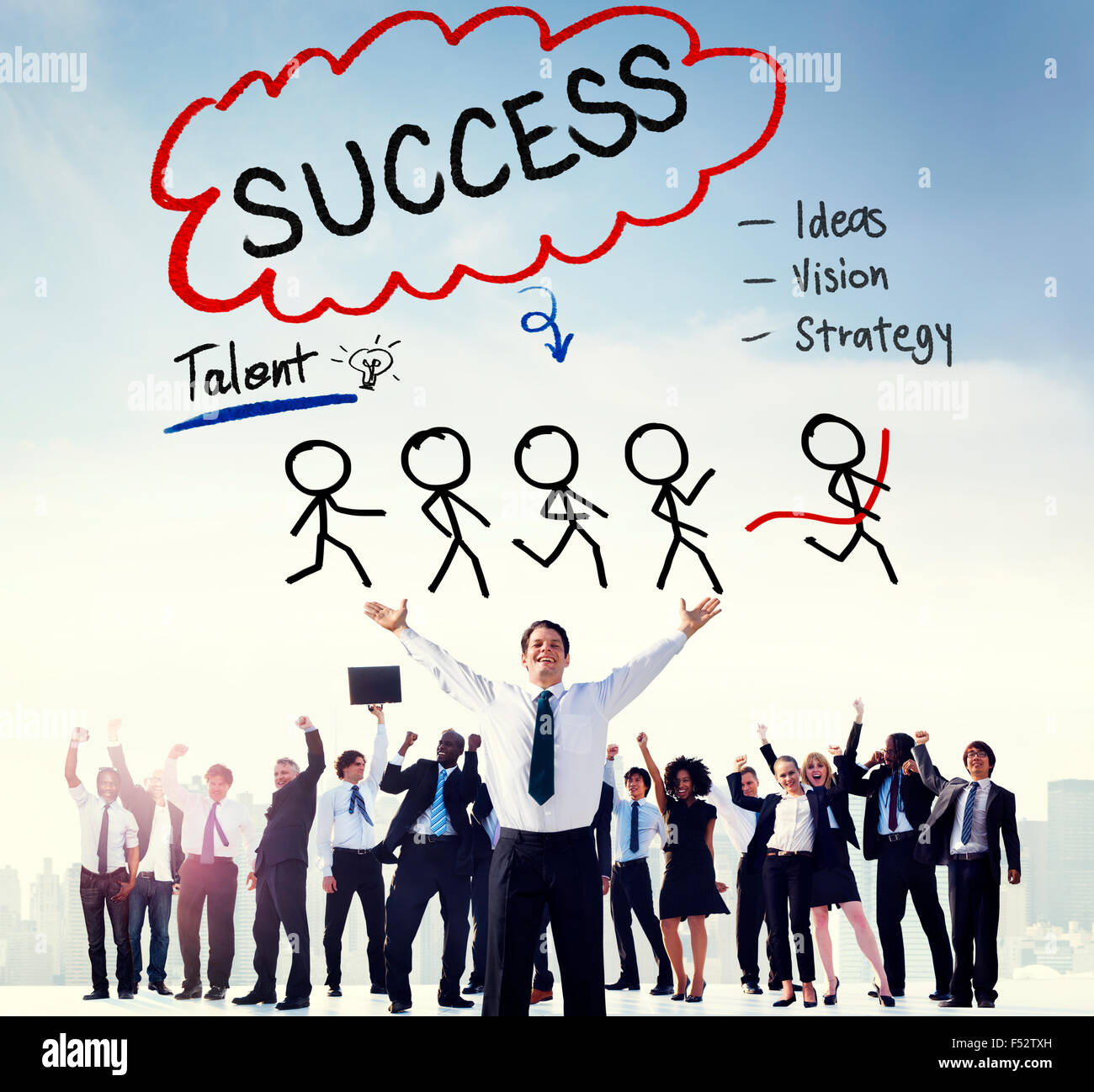 Success Thought Bubble Stick People Concept Stock Photo - Alamy