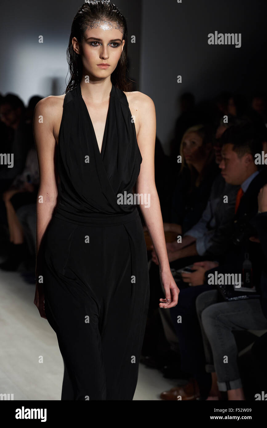 Model walking on the runway showcasing design of HELDER DIEGO during ...