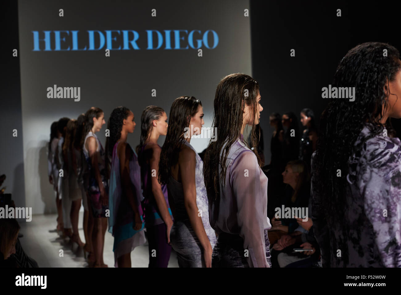 Model walking on the runway showcasing design of HELDER DIEGO during ...