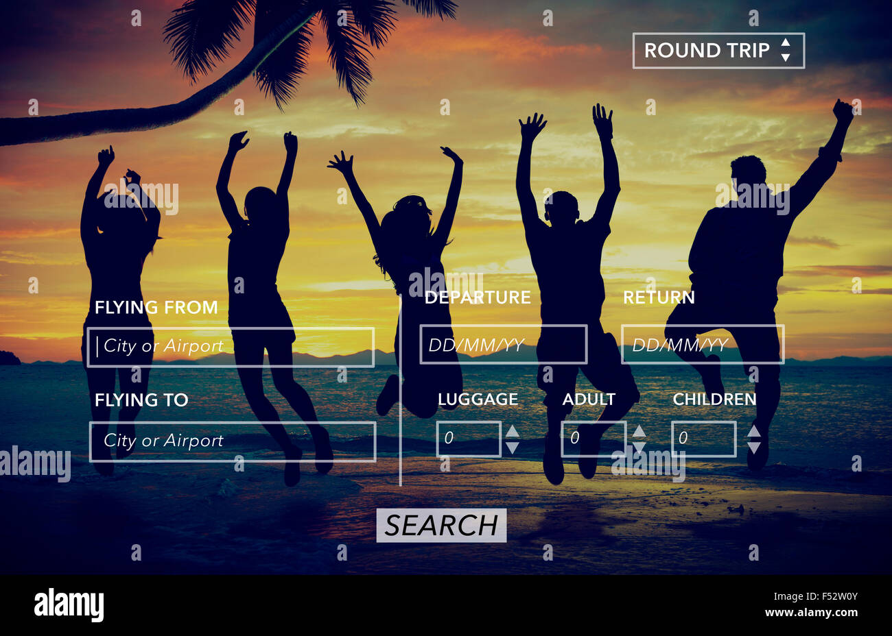 Searching Booking Flight Round Trip Travel Concept Stock Photo - Alamy