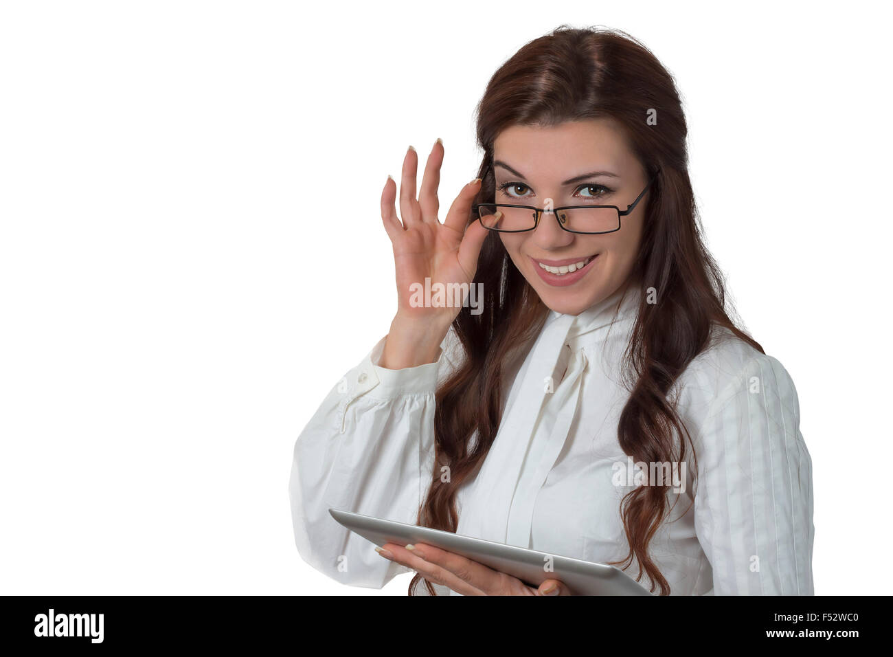 Beautiful lady looking tablet screen hi-res stock photography and ...