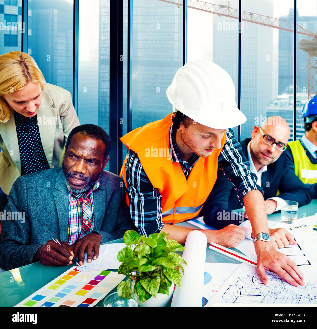 Architect Engineer Planning Project Construction Site Office Concept ...