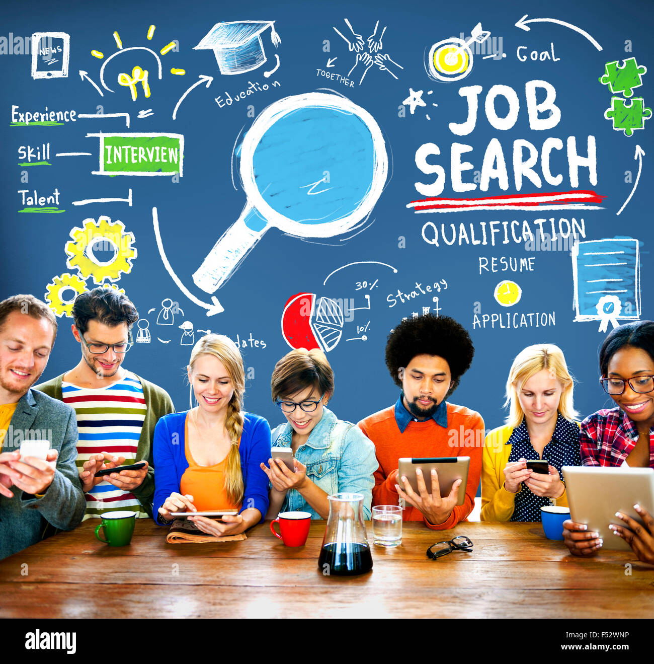 Job Search Qualification Resume Recruitment Hiring Application Concept ...
