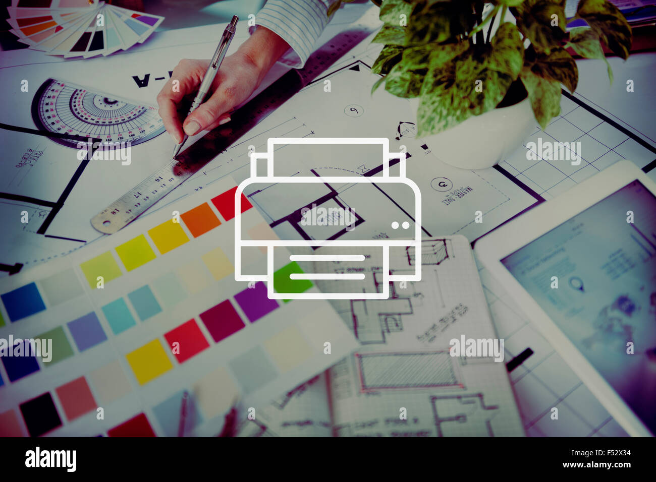 Printer Icon Computer Page Digital Paper Concept Stock Photo - Alamy