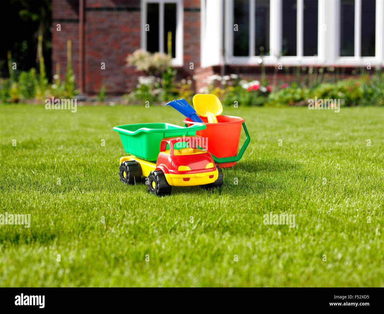 Toys, turf, game lawn, newly laid, garden, grass Stock Photo - Alamy