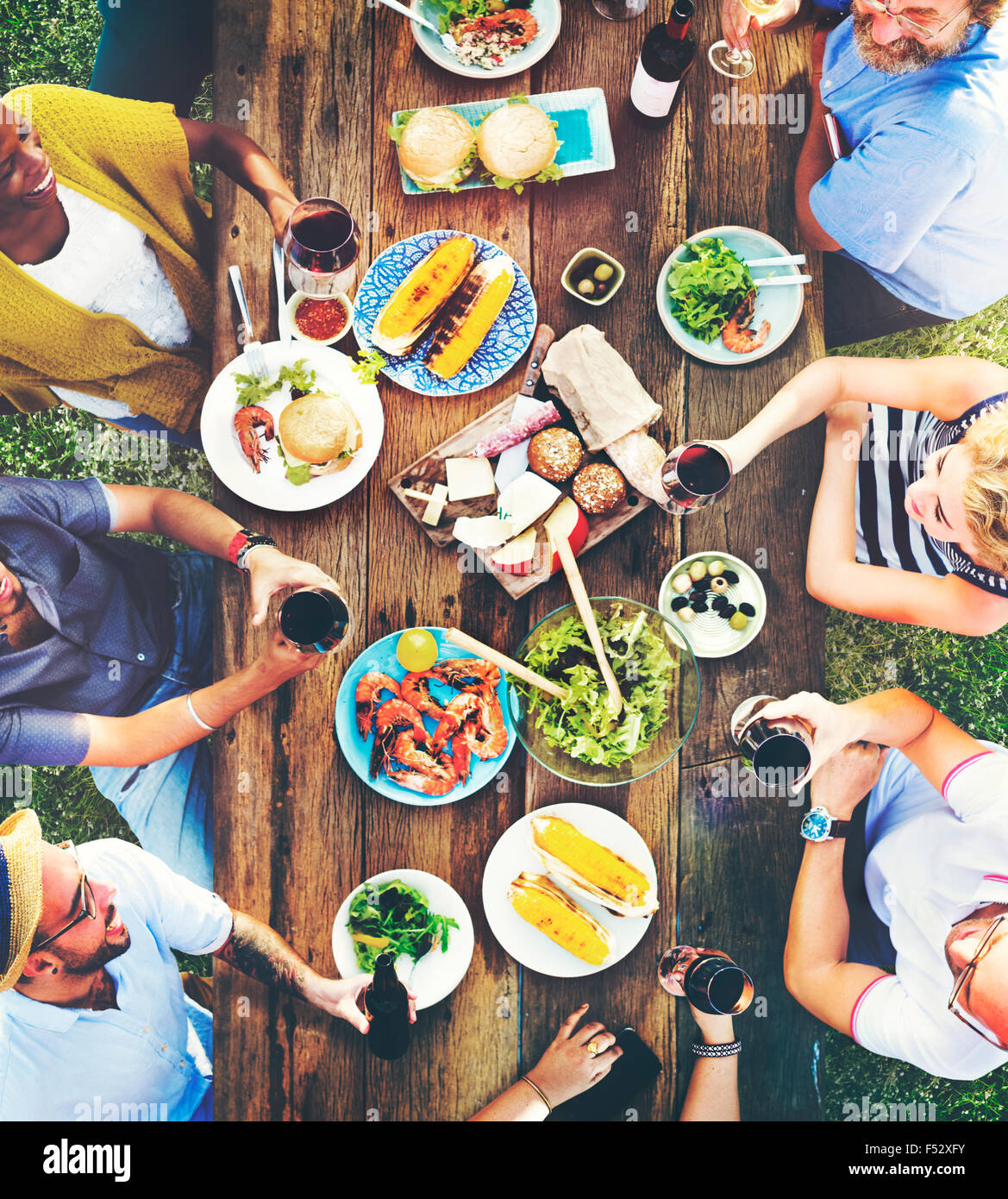 Friends Friendship Outdoor Dining People Concept Stock Photo - Alamy