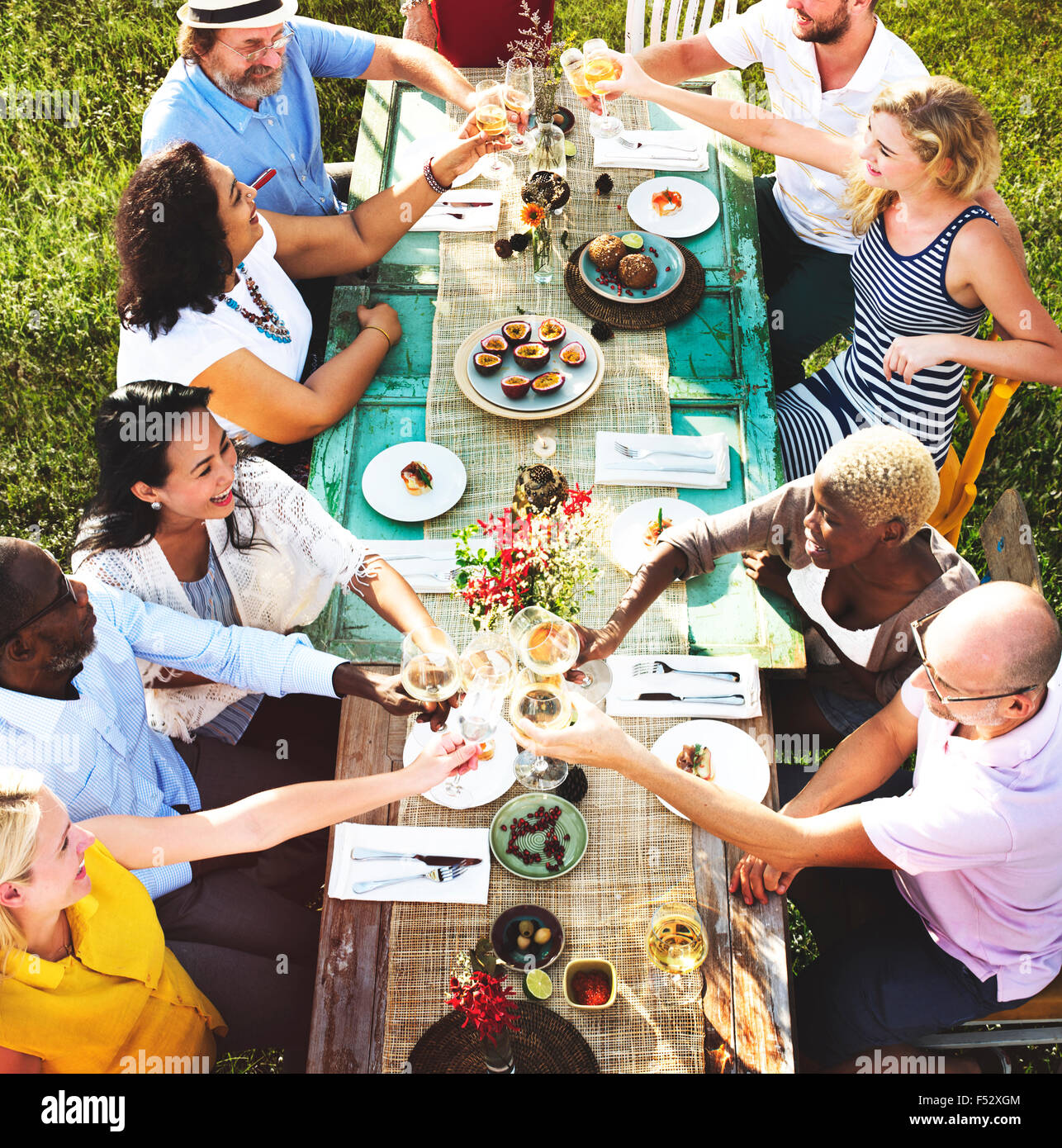 Diverse People Luncheon Outdoors Food Concept Stock Photo - Alamy