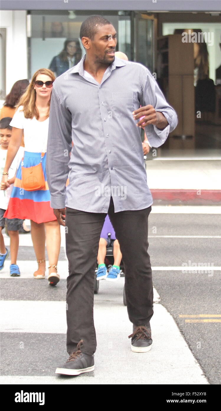 Basketball player Metta World Peace goes shopping in Beverly Hills ...
