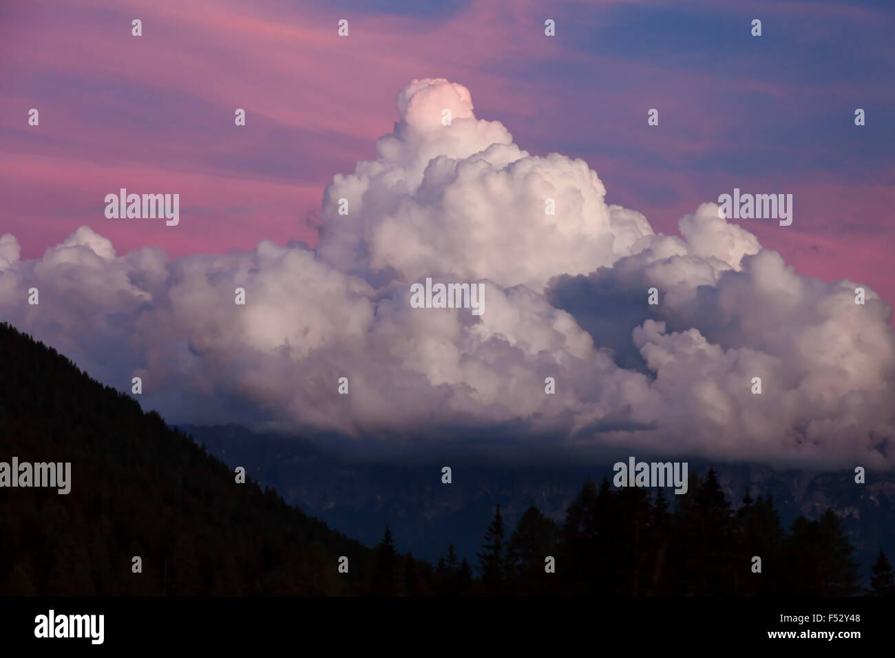 Sundown, storm, clouds, thunderstorms, the Dolomites mountains, the ...