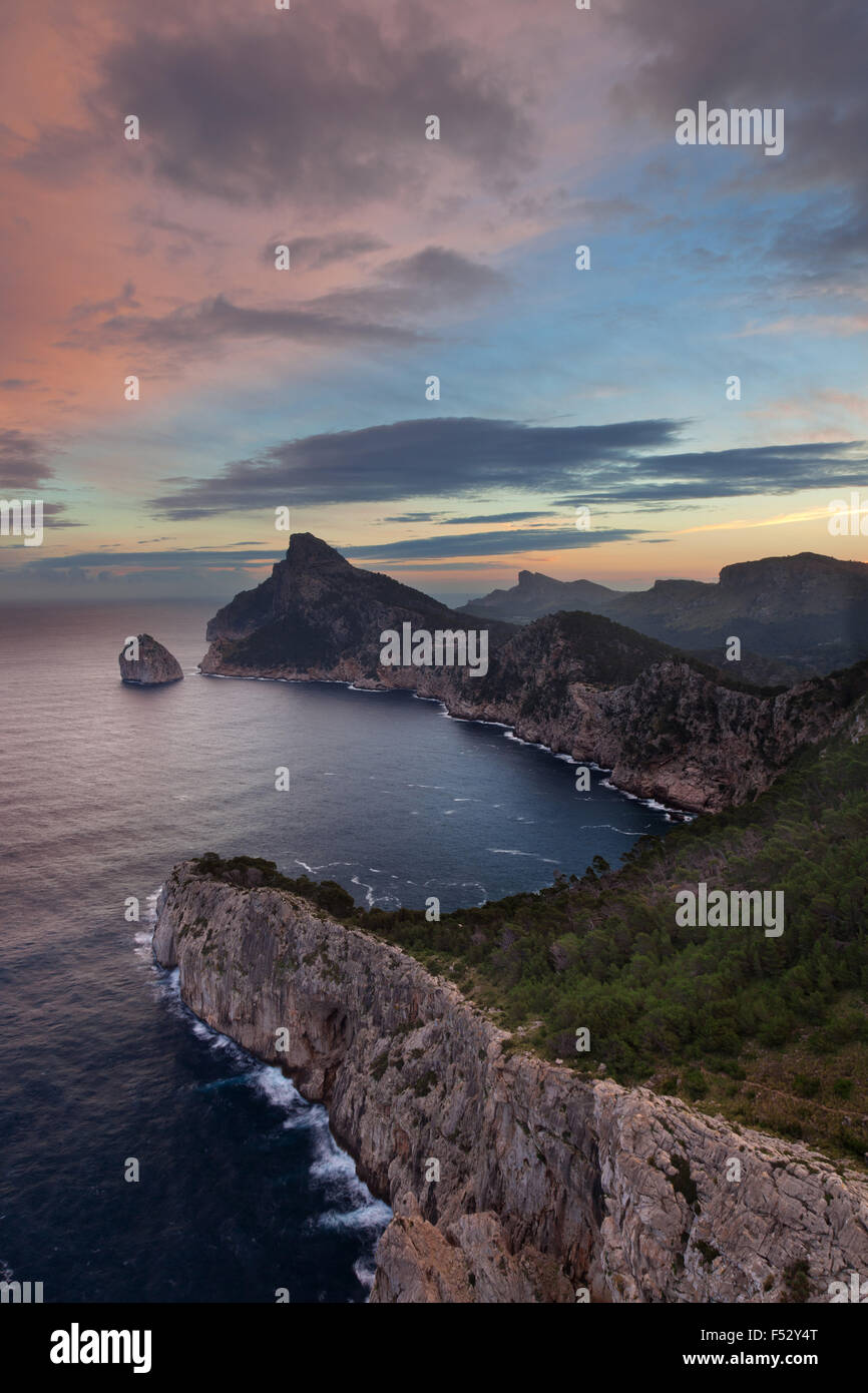 Cap de Formentor, sunrise, coast, the Balearic Islands, Majorca, Spain ...