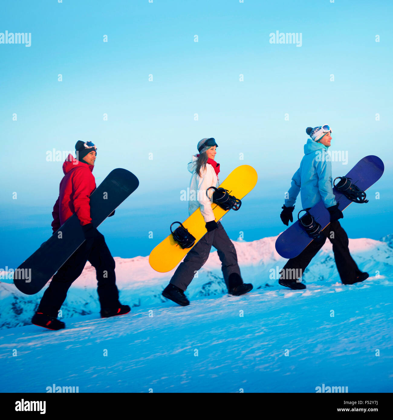 Group of Snowboarders Extreme Skiing Concept Stock Photo - Alamy
