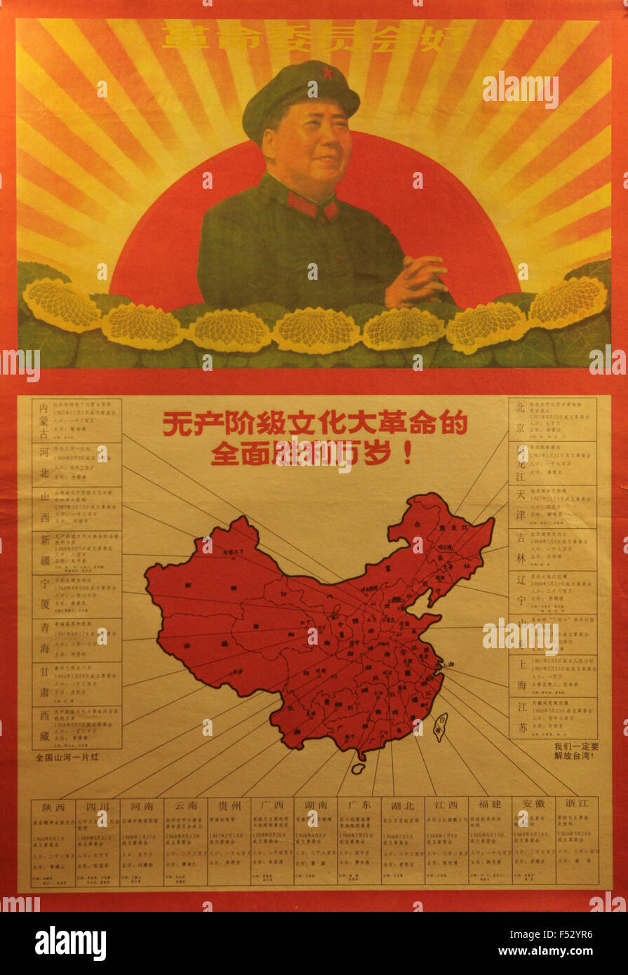 Mao Zedong in a Chinese Cultural Revolution propaganda poster Stock ...